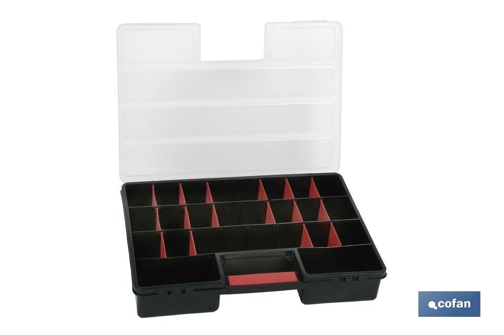 Plastic organiser carry case with 21 compartments | Product dimensions ...