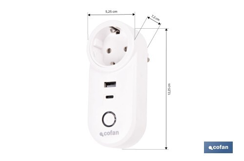 Ficha inteligente com USB e tipo C | Ligação WiFi e Bluetooth ...