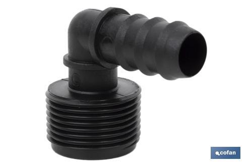 3/4" Male-threaded elbow hose connector | Black | Essential irrigation ...